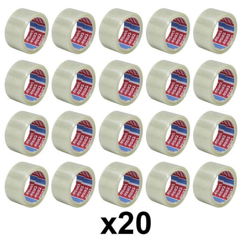 Lot de 20 rubans emballage adhésif transparent Tesa 66m x 50mm