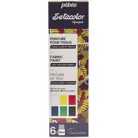 Coffret d'initiation - Pébéo - Peinture pour tissu - 6 pots de 20 ml ...