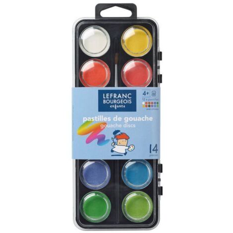 Pastilles de gouache - Color & co - Boîte de 12 - 23 mm - Inclus pinceau