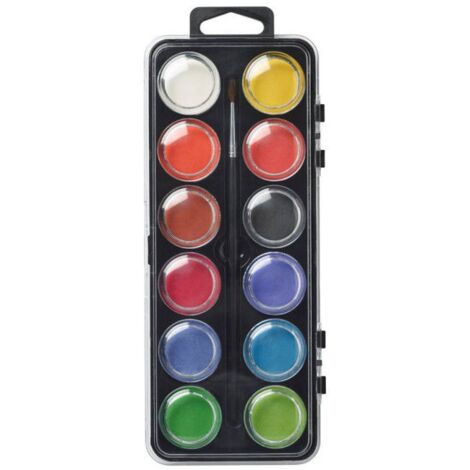 Pastilles de gouache - Color & co - Boîte de 12 - 23 mm - Inclus pinceau