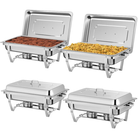 Decdeal Réchauds rectangulaires de 9,5 litres, lot de 4, en acier ...