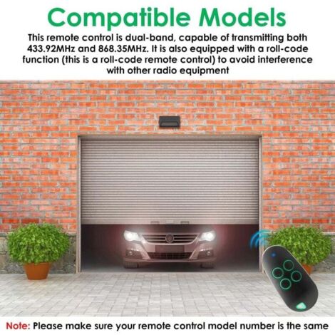 TOPD4REN 806TS-0290 Télécommande Portail Came de Porte de Garage Rolling Code 4 Canaux Emetteur ...