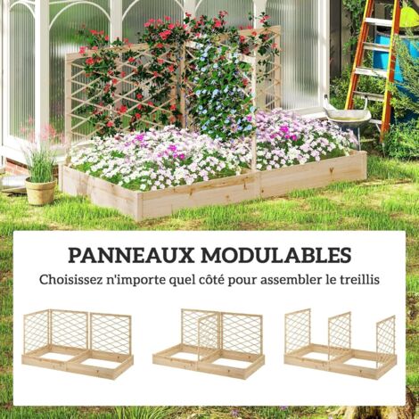 Jardinière avec 3 Treillis modulable, lit surélevé de Jardin ...