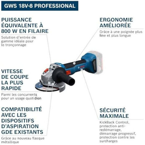 Amoladora sin escobillas 18V BOSCH 125mm GWS 18V-8 - maquina sin ...