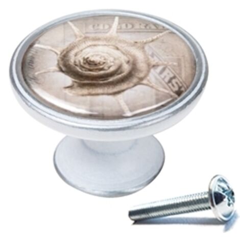 6 Un. Pomo TIRADOR Mueble Vintage Retro Metal plata pátina blanco ...