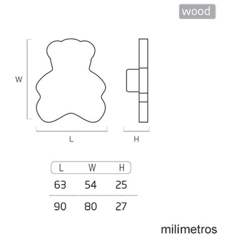 6 Un. TIRADOR Pomo Mueble BEBÉ OSO madera lacada rosa 63X54mm