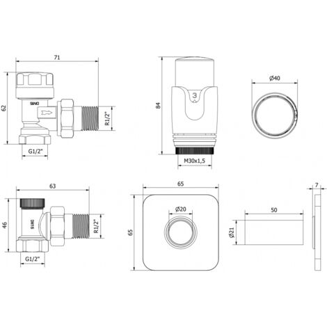 Mexen G00 juego termost谩tico angular con embellecedor S, blanco - W901 ...