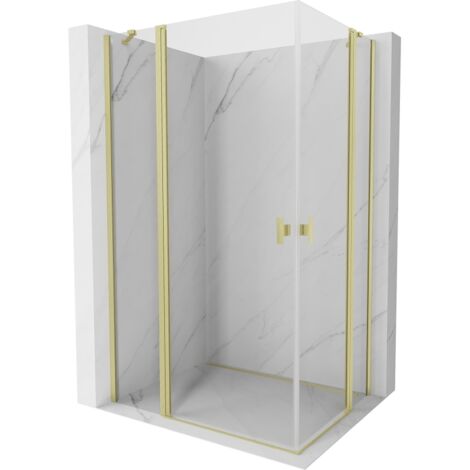 Mexen Mist Duo cabina de ducha con puerta abatible 95 x 90 cm, transparente, oro cepillado - 8A4 ...