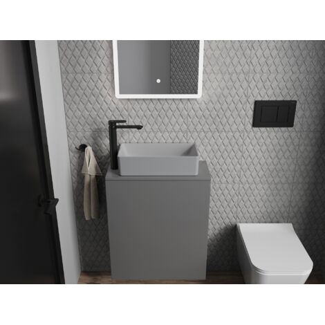 Mexen Nadia lavabo sobre encimera 46 x 23 cm, gris claro mate - 21614661