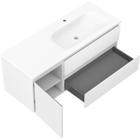 Mexen Rivel mueble de ba帽o de 120 cm con lavabo Vela derecho, 2 cajones ...