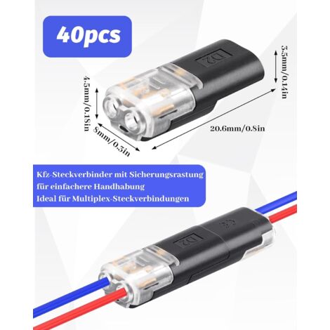 40 Stück Auto Kabelverbinder Wasserdicht 2 Polig,2V Stecker 2 pin ...