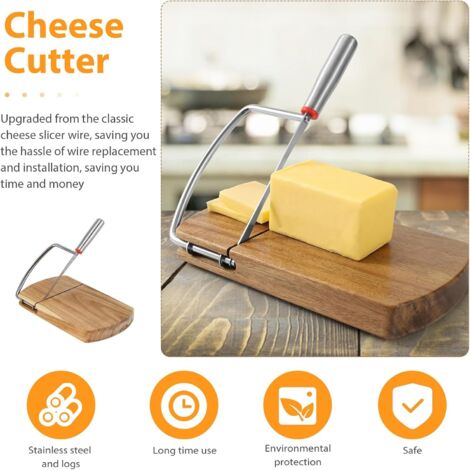 Cheese Slicer, Wooden Cheese Cutter, Multifunctional Cheese Wire Cutter ...