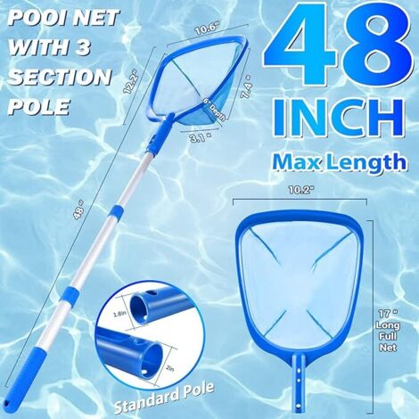 Pool Skimmer-Pool Netz mit 3-Abschnitt Pole, 48-Zoll Pool Skimmer Netz ...