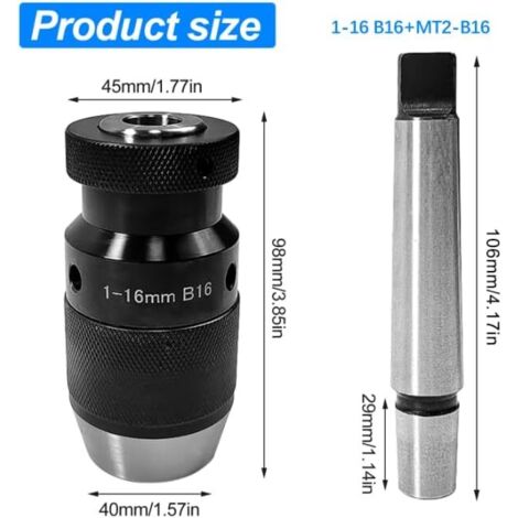 Mk2-B16 Bohrfutter mit 16 mm Spannbereich, Holzdrehbankfutter ...