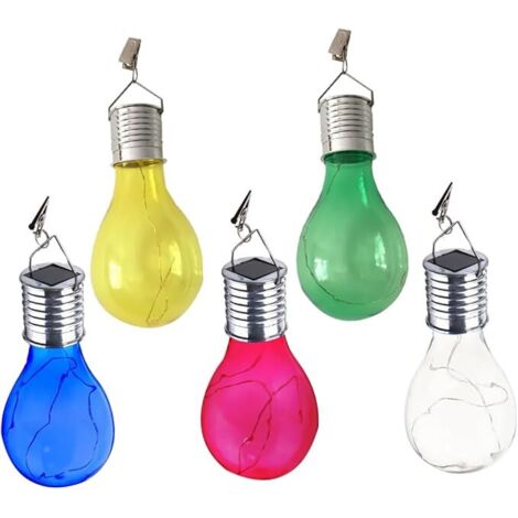 5 bombillas LED solares colgantes al aire libre impermeables bombillas ...