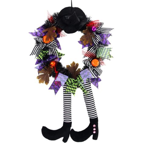 Corona de Halloween, decoración de bruja con lazos de sombrero ...