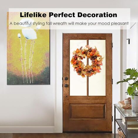 Corona de otoño, corona de Halloween, calabaza, puerta, puerta de otoño ...