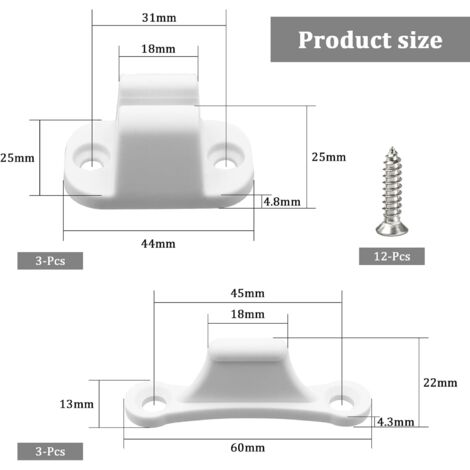 3 Pieces White Motorhome Door Retainer with 12 Screws Caravan Door ...