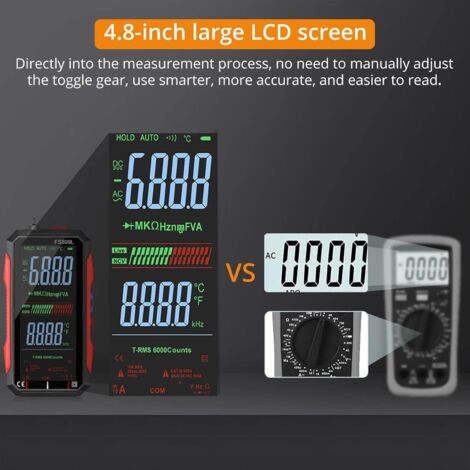 Multimetro Digital, 6000 Cuentas Voltímetro Digital con Pantalla LCD y ...