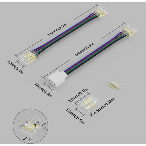 Kit de 11 conectores LED de 10 mm y 4 pines para tiras de luces COB ...