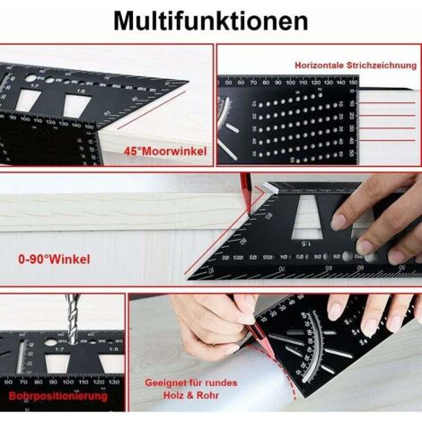 Regla angular de aleación de aluminio para marcar ángulos de 45° y 90°.