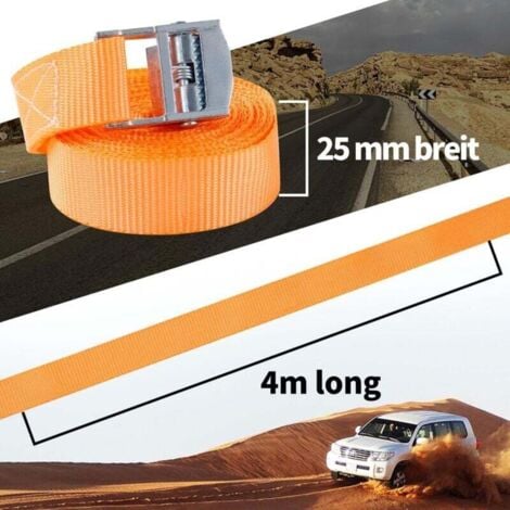 Lot de 10 sangles d'arrimage, sangles de tension de 25 mm x 4 m, sangles de cadre de vélo avec ...
