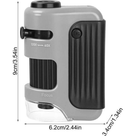 Microscope de poche à éclairage LED 60-120x, microscope portable pour ...