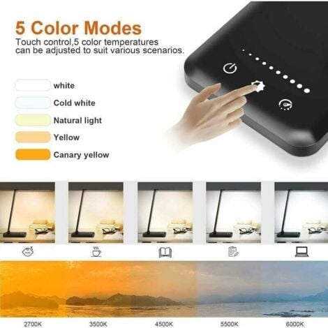 Lampe de bureau LED, à intensité variable, 10 niveaux de luminosité, 5 ...