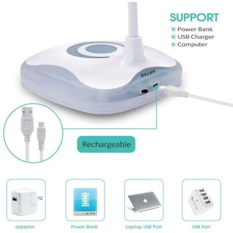 Lámpara De Escritorio Recargable Por Usb Cuello Flexible Protección