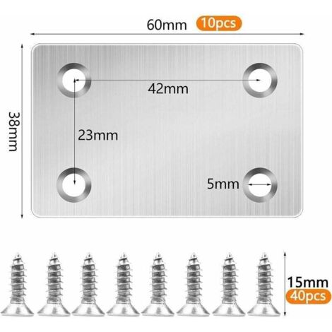 10 connecteurs plats, plaques de fixation droites et plates, équerres ...
