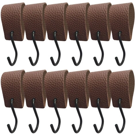 Crochets en S avec boucle en cuir - 10,5 x 2,5 cm - Patère, crochet ...