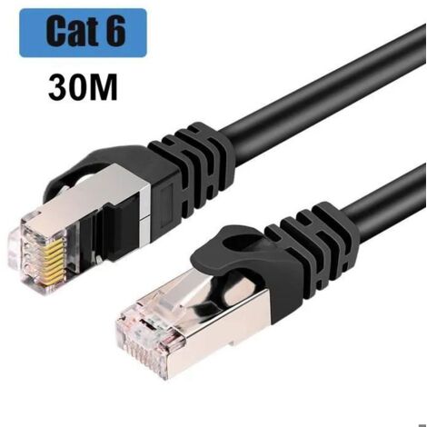 30M Câble Ethernet Cat6 Câble Réseau Plat RJ45 Haut Débit Blindé 1Gbps ...