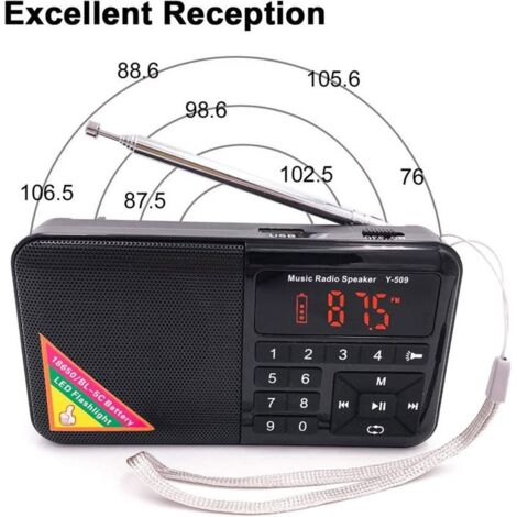Mini Radio Portable FM USB Micro-SD et Lecteur Mp3 intégré avec LED ...