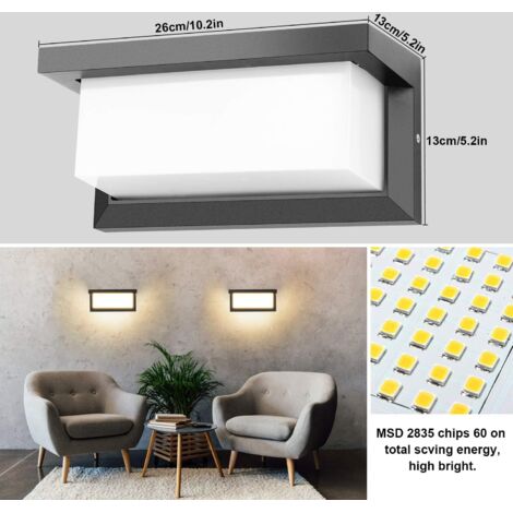 Applique extérieure LED 18W étanche blanc chaud 1260lm moderne MD ...