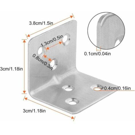 Lot de 64 Équerre d'assemblage Renforcée Inox, 38x30x30mm Aicer Plaque ...