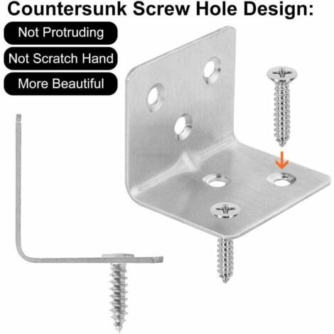 Lot de 64 Équerre d'assemblage Renforcée Inox, 38x30x30mm Aicer Plaque ...