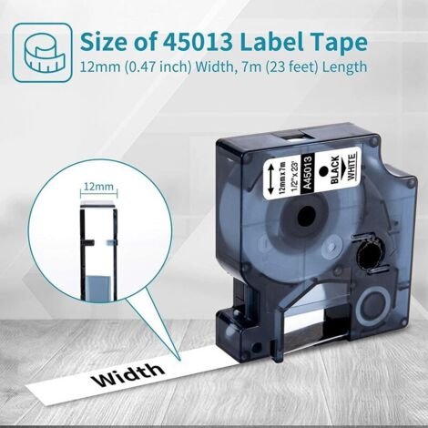 Schriftband kompatibel mit D1 12mm x 7m 45013 S0720530 Schwarz auf Weiß ...
