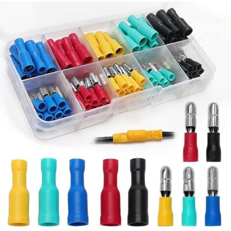 100 Pièces Cosse Câble Électrique, Mâle et Femelle Connects Bullet Kit ...
