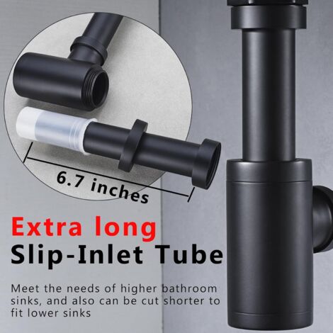 Bonde de lavabo en laiton noir mat avec siphon en P et joint de 3,2 cm ...