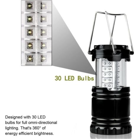 2 Pièces Lanterne portative，Lanternes de camping 30 LED portables avec ...