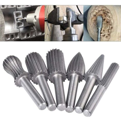 Ensemble de 6 fraises rotatives à double cannelure de 6 mm en carbure ...