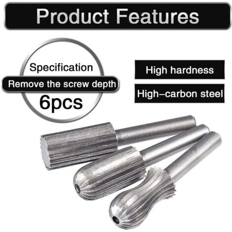 Ensemble de 6 fraises rotatives à double cannelure de 6 mm en carbure ...