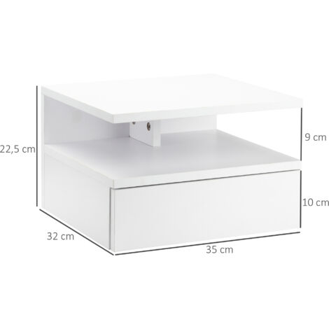 Lot de 2 tables de chevet murales gain de place design blanc épuré chic ...