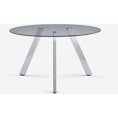 Tisch modern, rund aus Glas 130cm mit Metallbeinen Orun
