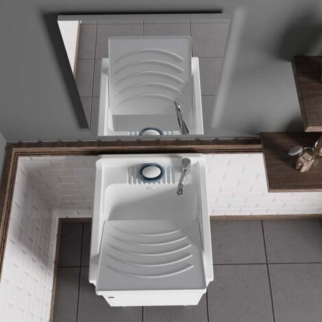 Conjunto de mueble para lavadero con puerta y espejo 60x45cm Negrari COMP 3