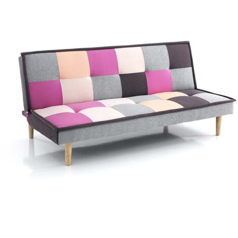 Sofá cama clic clac patchwork de tela multicolor Keith B