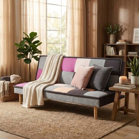 Sofá cama clic clac patchwork de tela multicolor Keith B