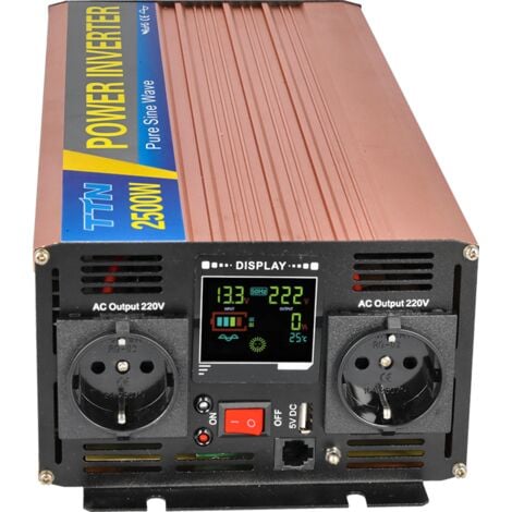 Inversor 12VDC 220v Onda Pura 2500W con pantalla LED 50HZ 10A