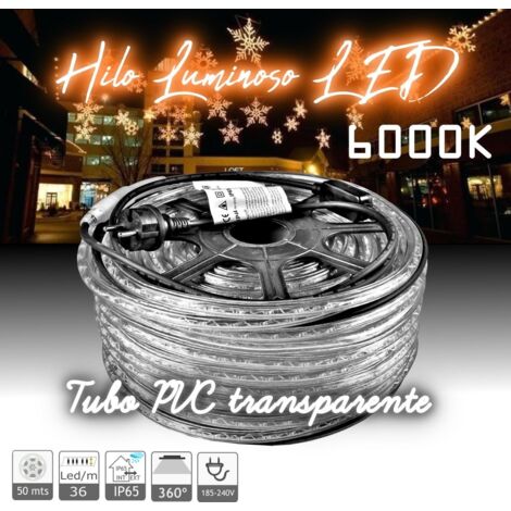 Jandei - Hilo luminoso Led Blanco frío 6000K 220-240V 50m Corte 1 metro ...