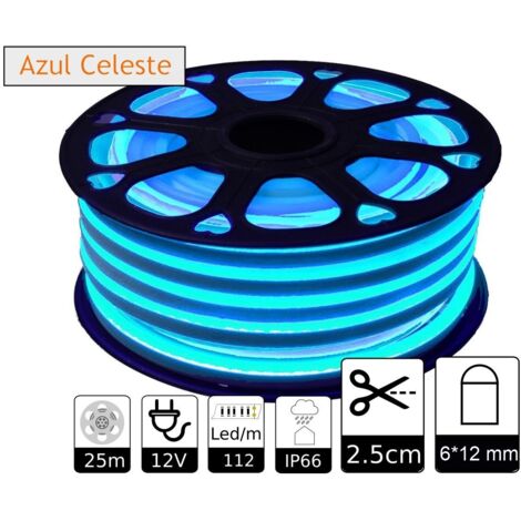 Jandei - Neon led flexible simple 12V AZUL CELESTE 6mm 112 led metro 8W ...